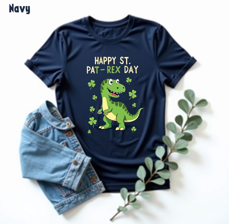 Happy St. Patrick’s Day T-rex T-shirt, Funny Dinosaur Shamrock, St ...