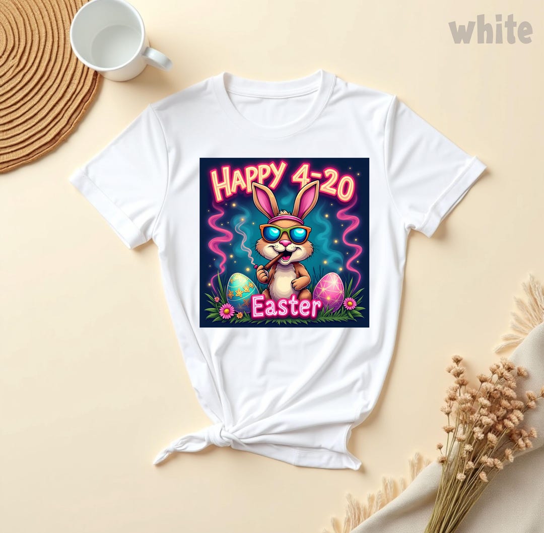 Happy 420 Easter Bunny T-shirt, Funny Weed Smoking Rabbit, Stoner ...