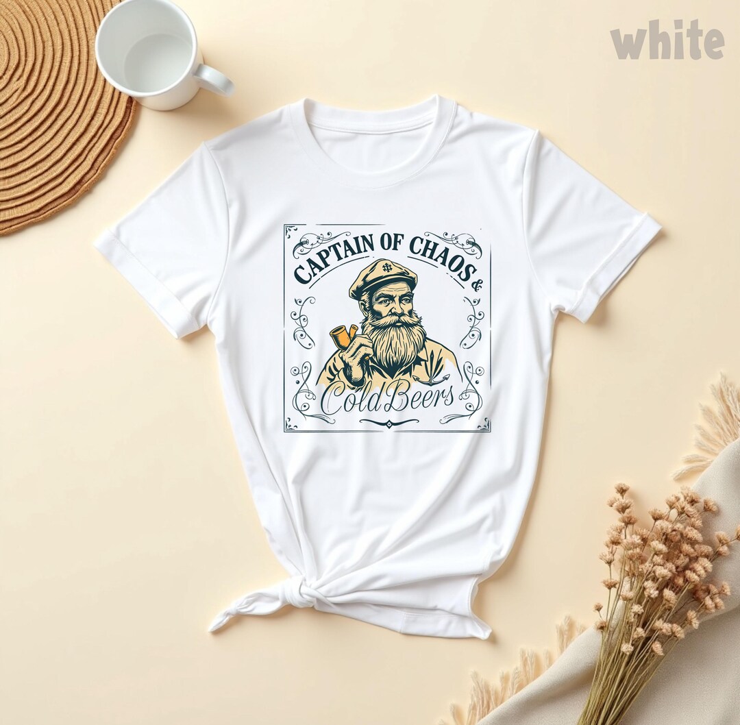 Captain of Chaos Cold Beers, Motor Boat Captain Funny Pontoon Boating ...