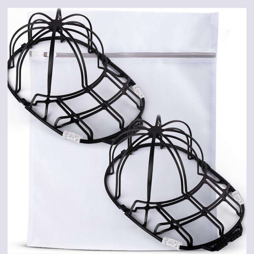 Hat Washer Cage for Baseball Caps - Durable Plastic 2-pack Frame ...