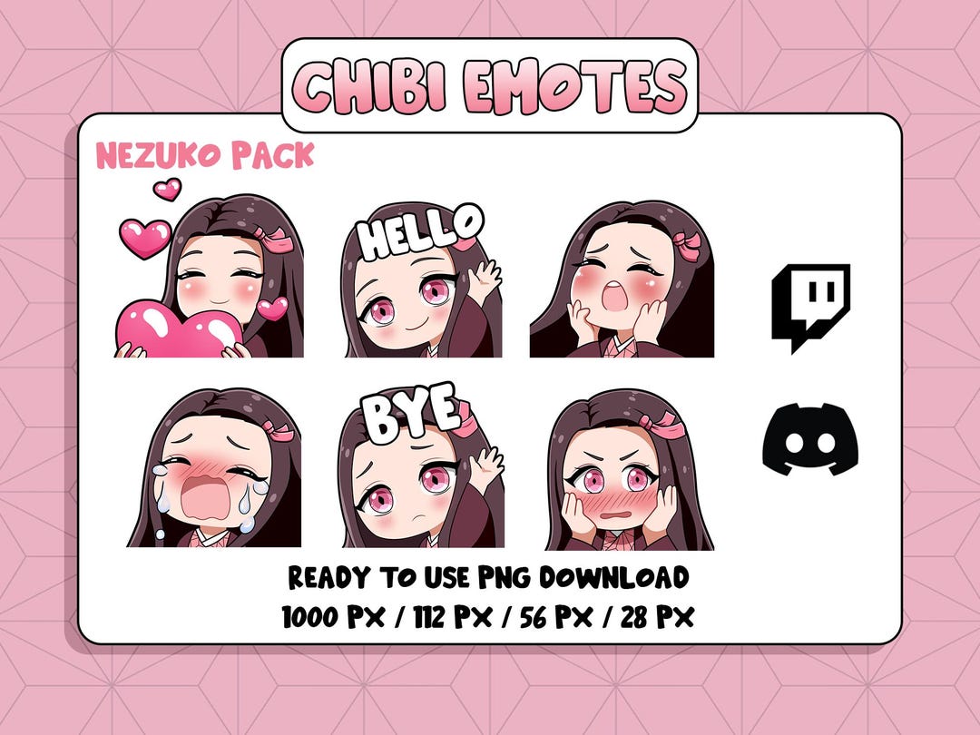 Nezuko Chibi Twitch Emotes Pack – Cute Anime Girl Emotes for Vtuber ...