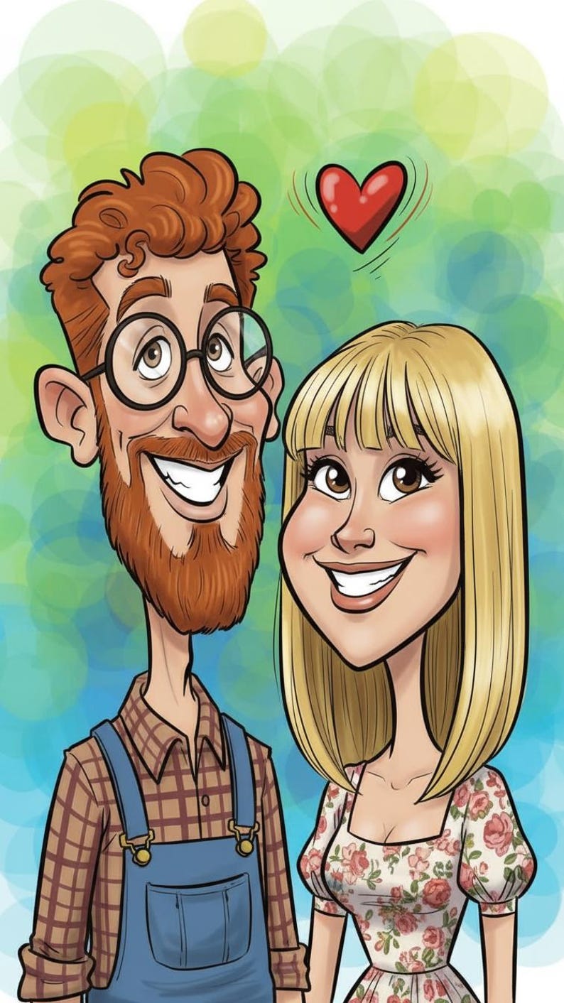 Custom Couple Cartoon Portrait | Digital Caricature Illustration From ...
