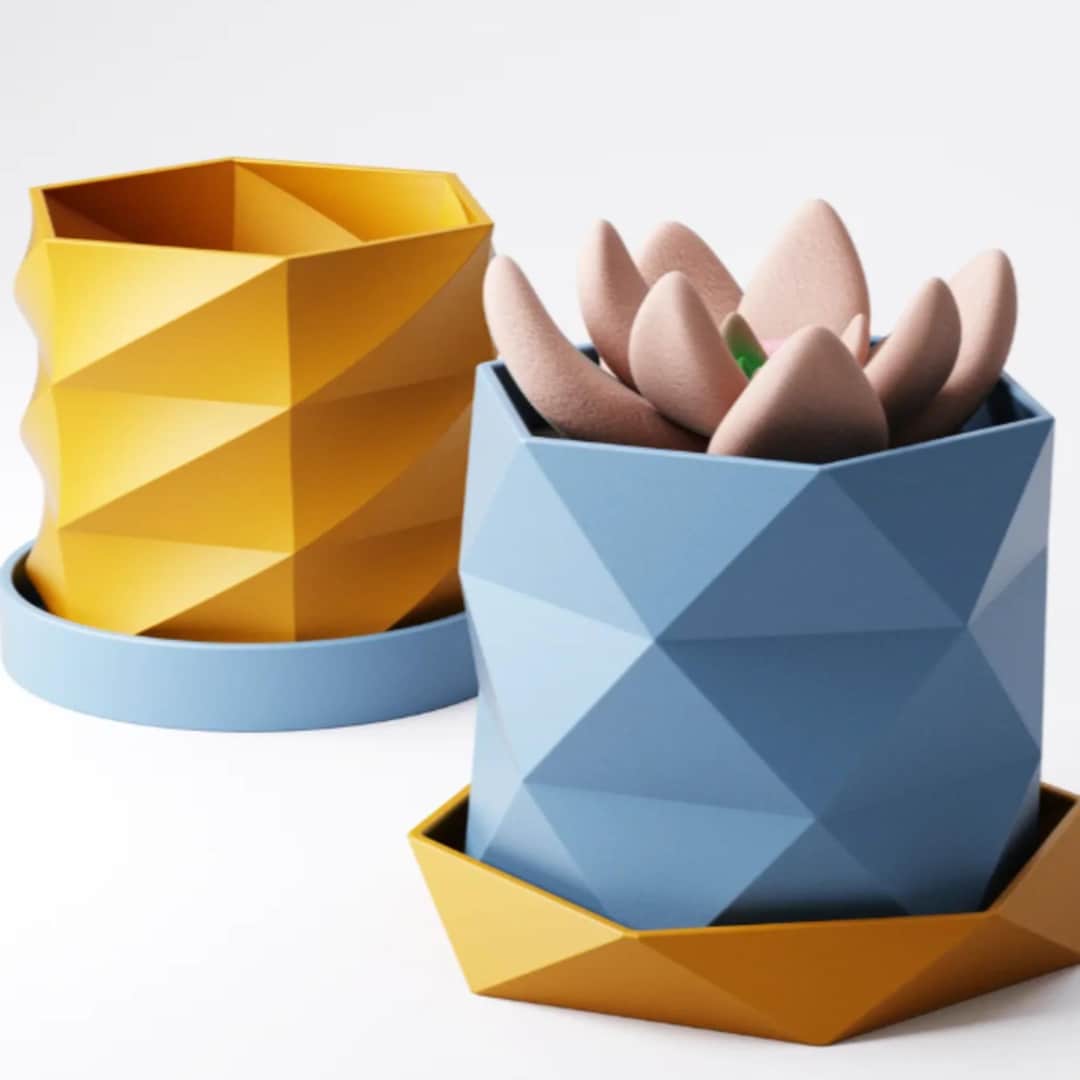 Triangle Pattern Geometric Planter Pot: Modern Faceted Design With ...