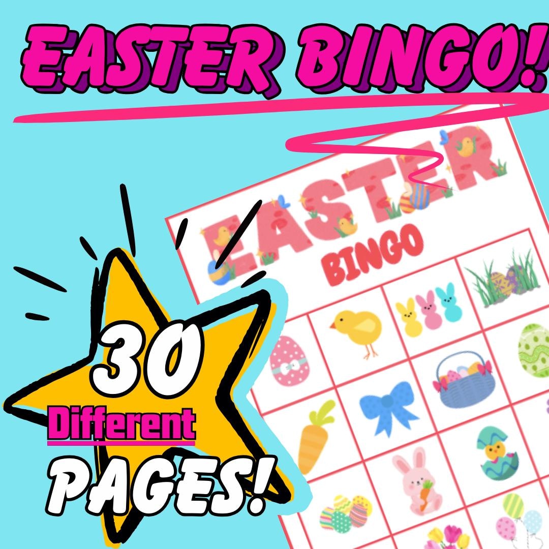 Easter Bingo Cards Printable Game – 30 Unique Activity for Kids ...