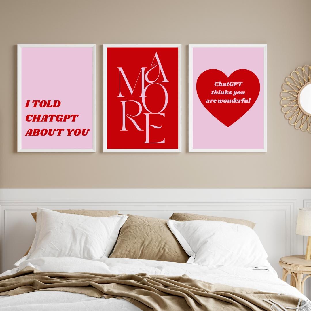 Valentine Wall Art Set of 3, Trendy Love Quote Posters, Modern Couple ...