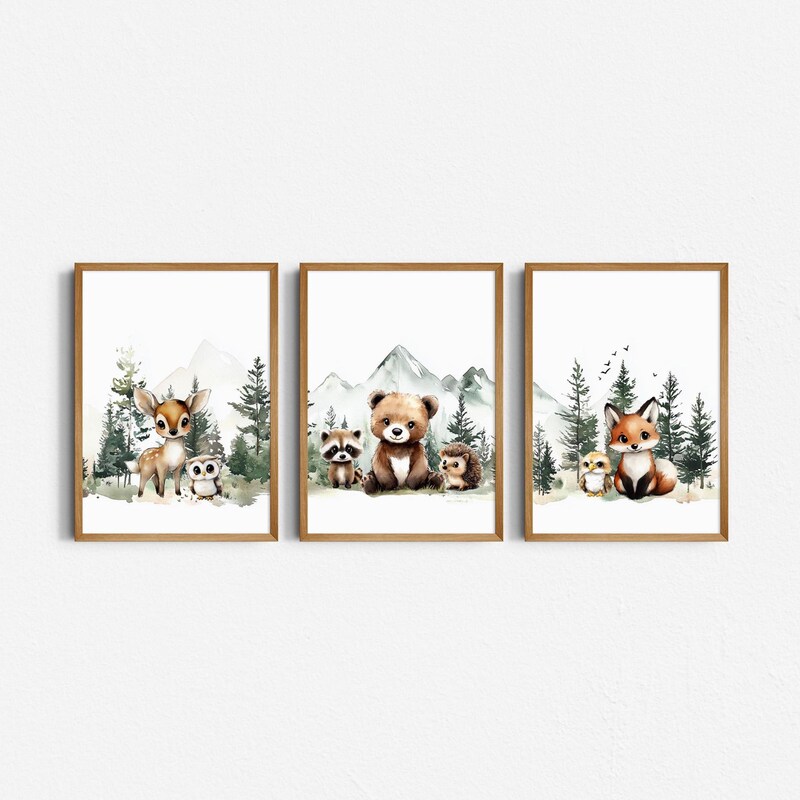 Triptych Animal Art - Etsy