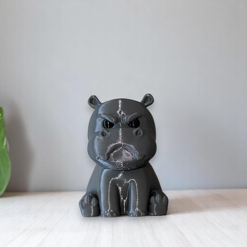 3D Printed Angry Hippo Figurine | Cute Animal Decor | Funny Hippo ...