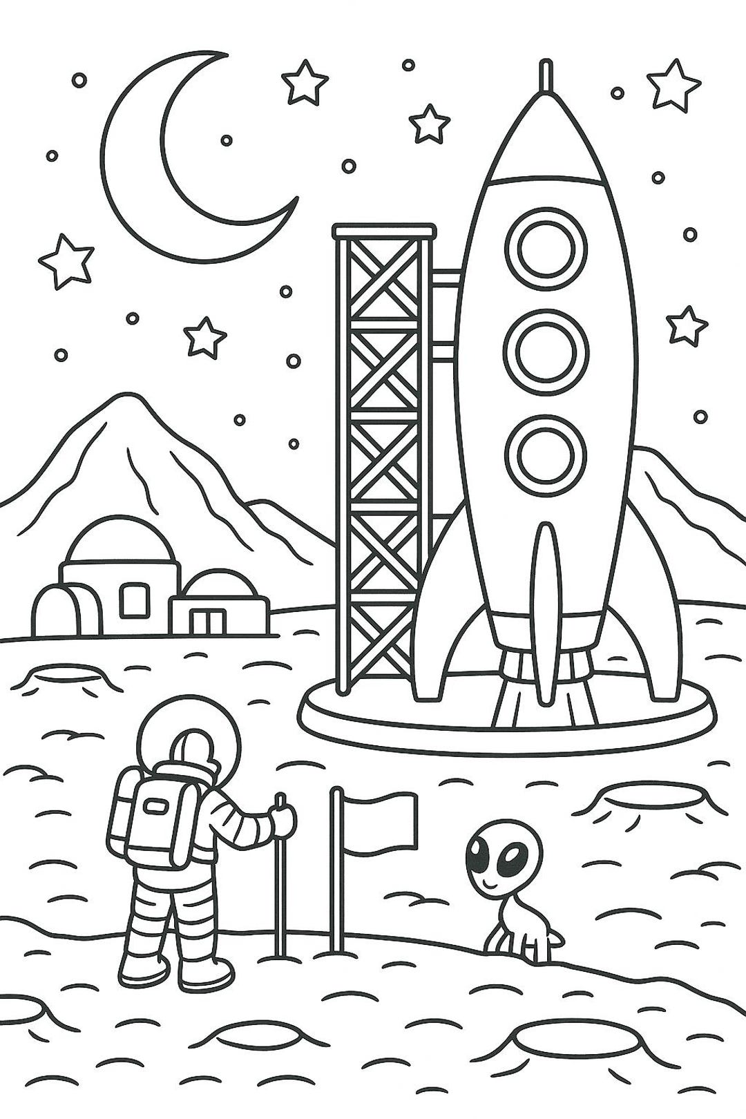 Space Coloring Pages for Kids – Printable Astronaut, Rocket & Alien ...