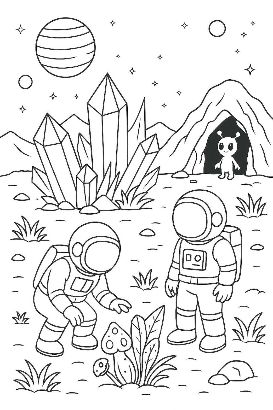 Space Coloring Pages for Kids – Printable Astronaut, Rocket & Alien ...