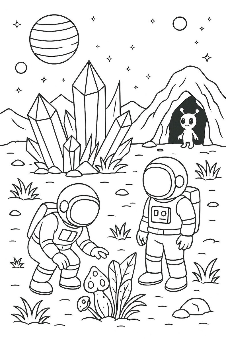 Space Coloring Pages for Kids – Printable Astronaut, Rocket & Alien ...