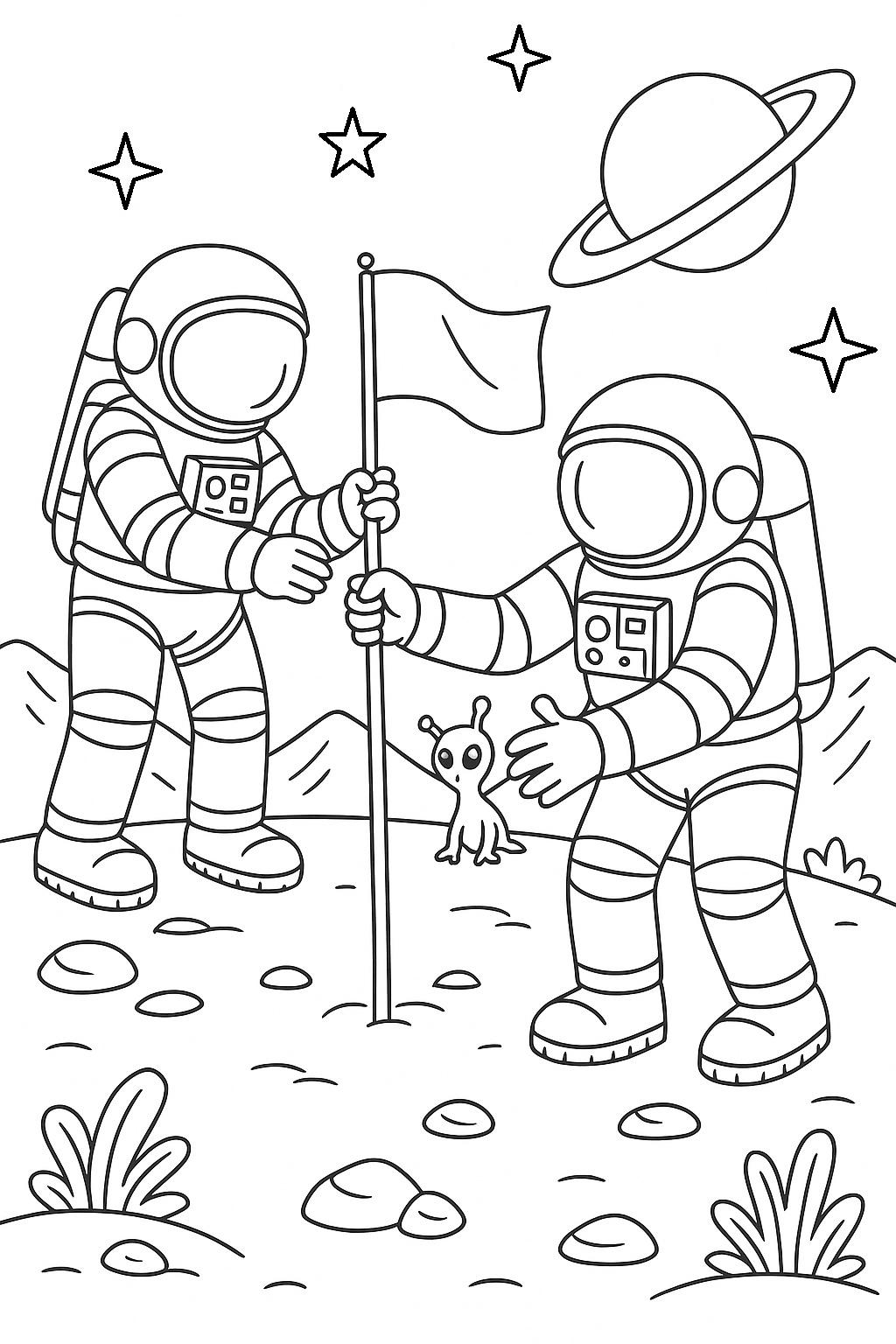 Space Coloring Pages for Kids – Printable Astronaut, Rocket & Alien ...