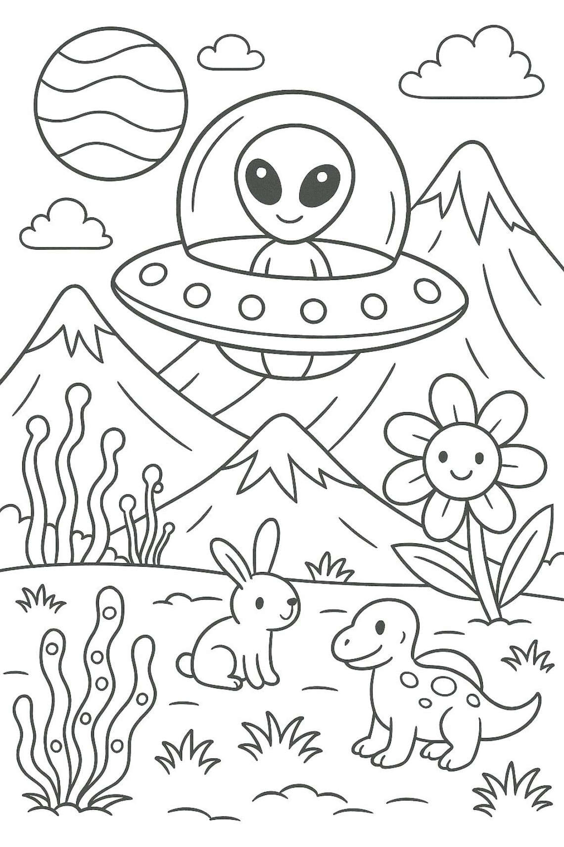 Space Coloring Pages for Kids – Printable Astronaut, Rocket & Alien ...