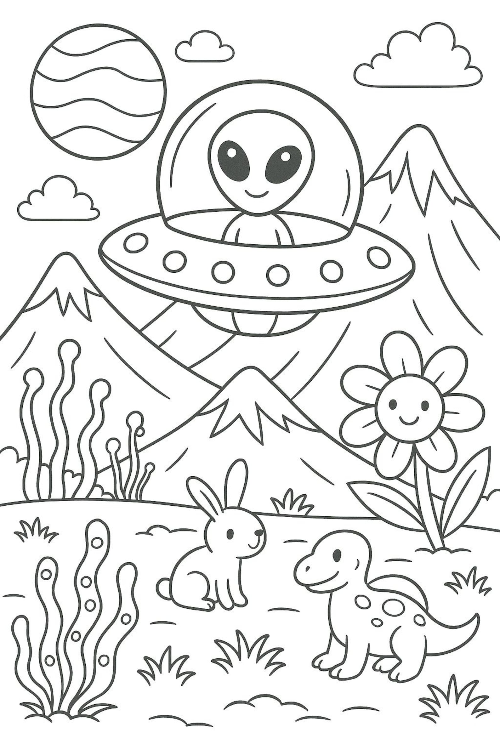Space Coloring Pages for Kids – Printable Astronaut, Rocket & Alien ...