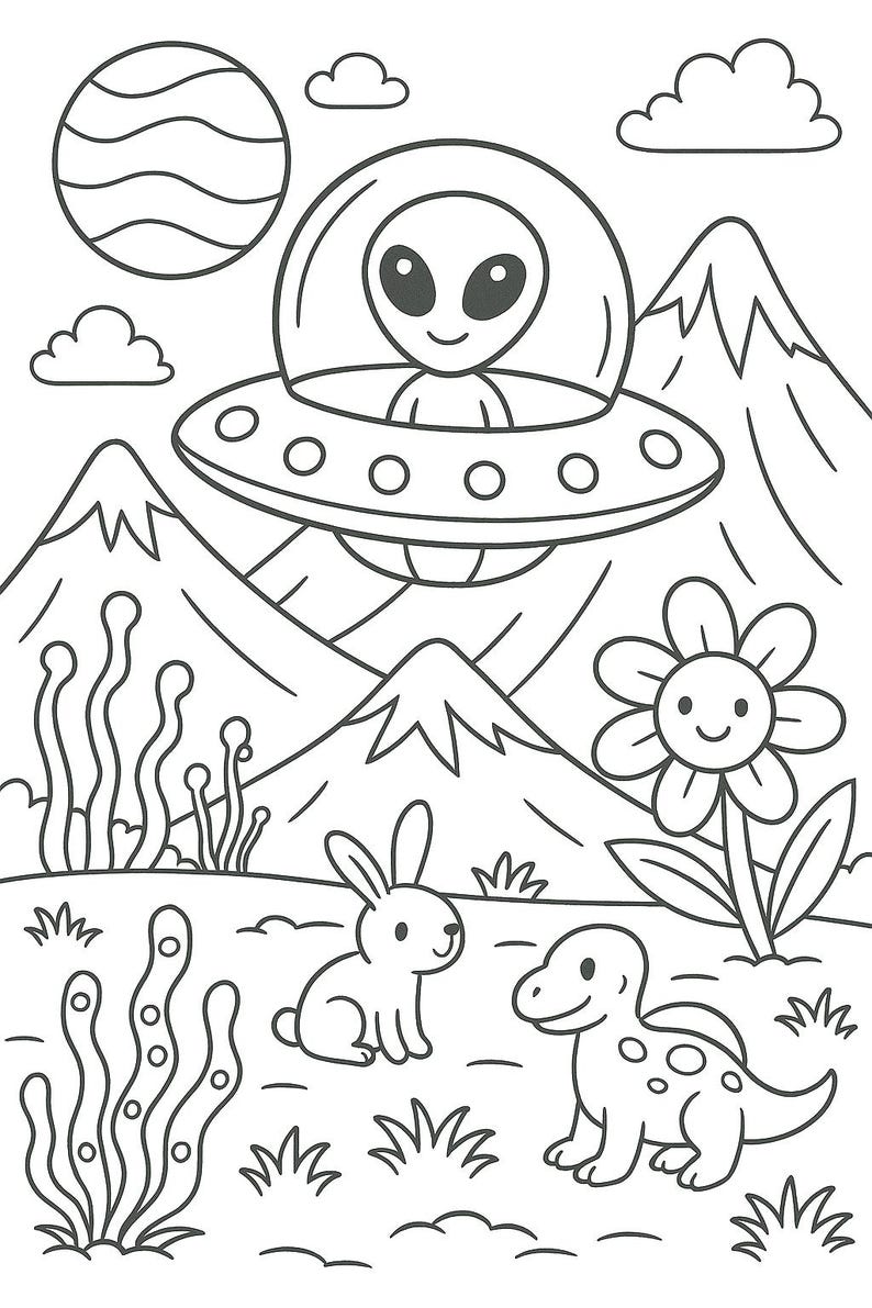 Space Coloring Pages for Kids – Printable Astronaut, Rocket & Alien ...