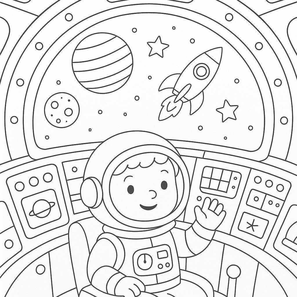 Space Coloring Pages for Kids – Printable Astronaut, Rocket & Alien ...