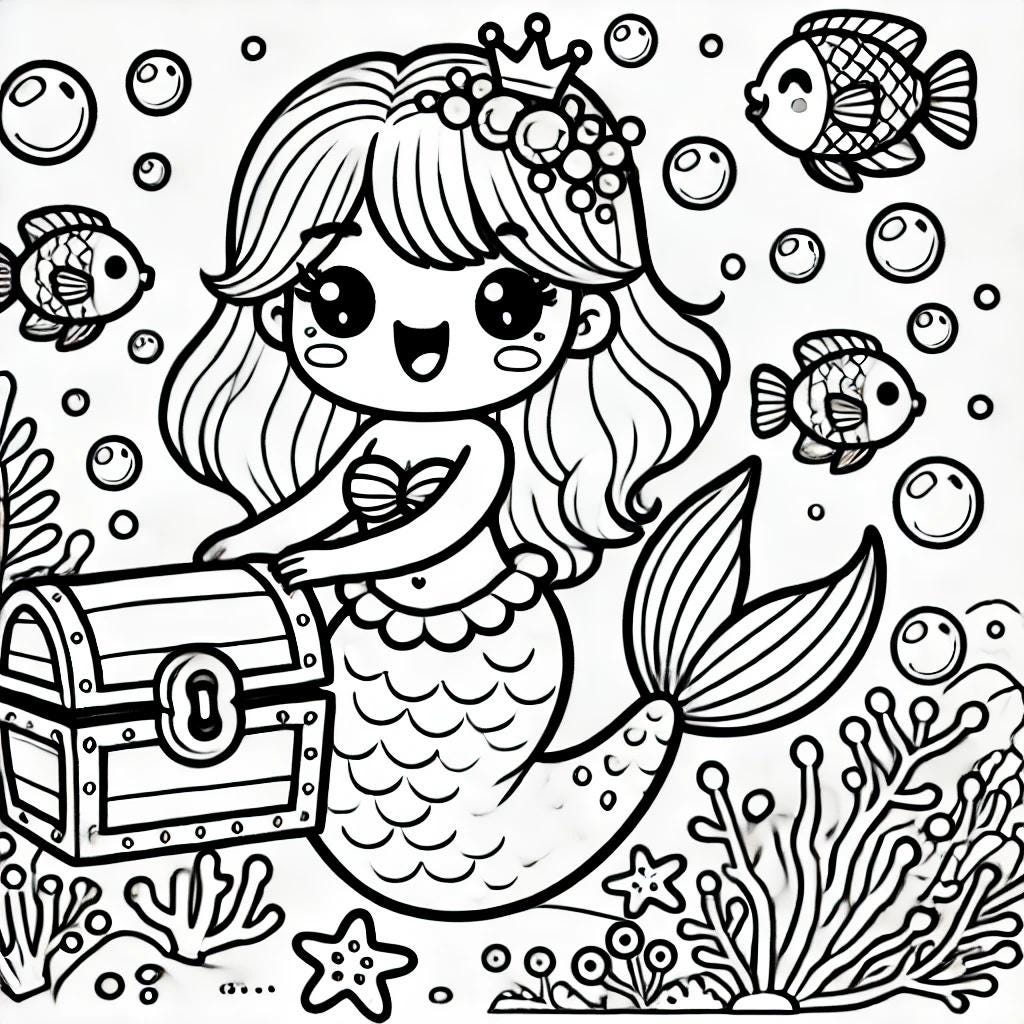 Enchanting Mermaid Coloring Pages for Kids - Printable Mermaid Activity ...