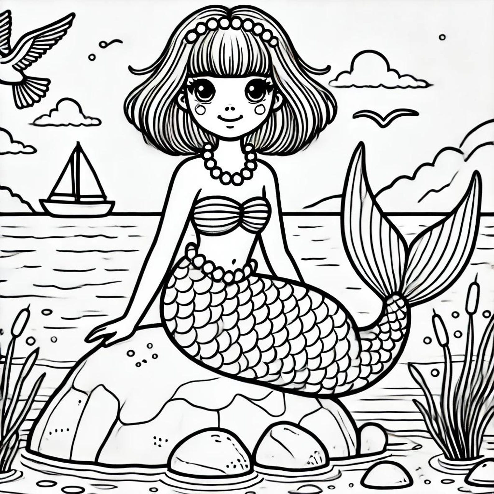 Enchanting Mermaid Coloring Pages for Kids - Printable Mermaid Activity ...