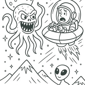 Space Coloring Pages for Kids – Printable Astronaut, Rocket & Alien ...
