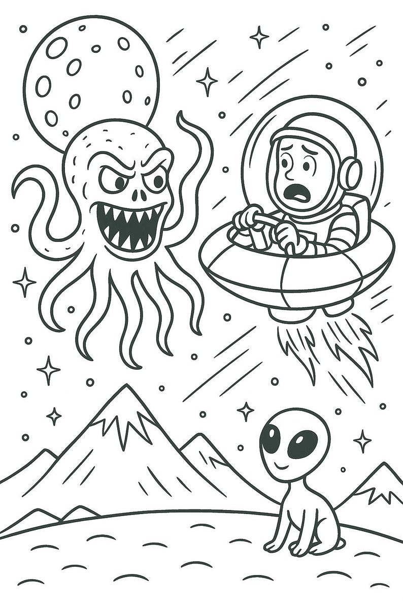 Space Coloring Pages for Kids – Printable Astronaut, Rocket & Alien ...