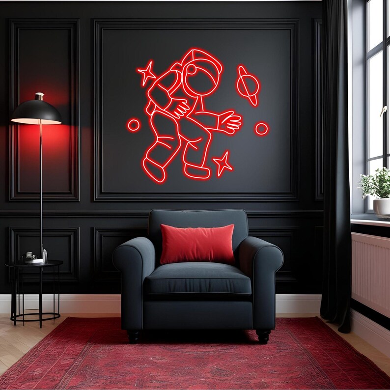 Astronaut Neon Sign, Space Theme LED Wall Light With Planets and Stars ...