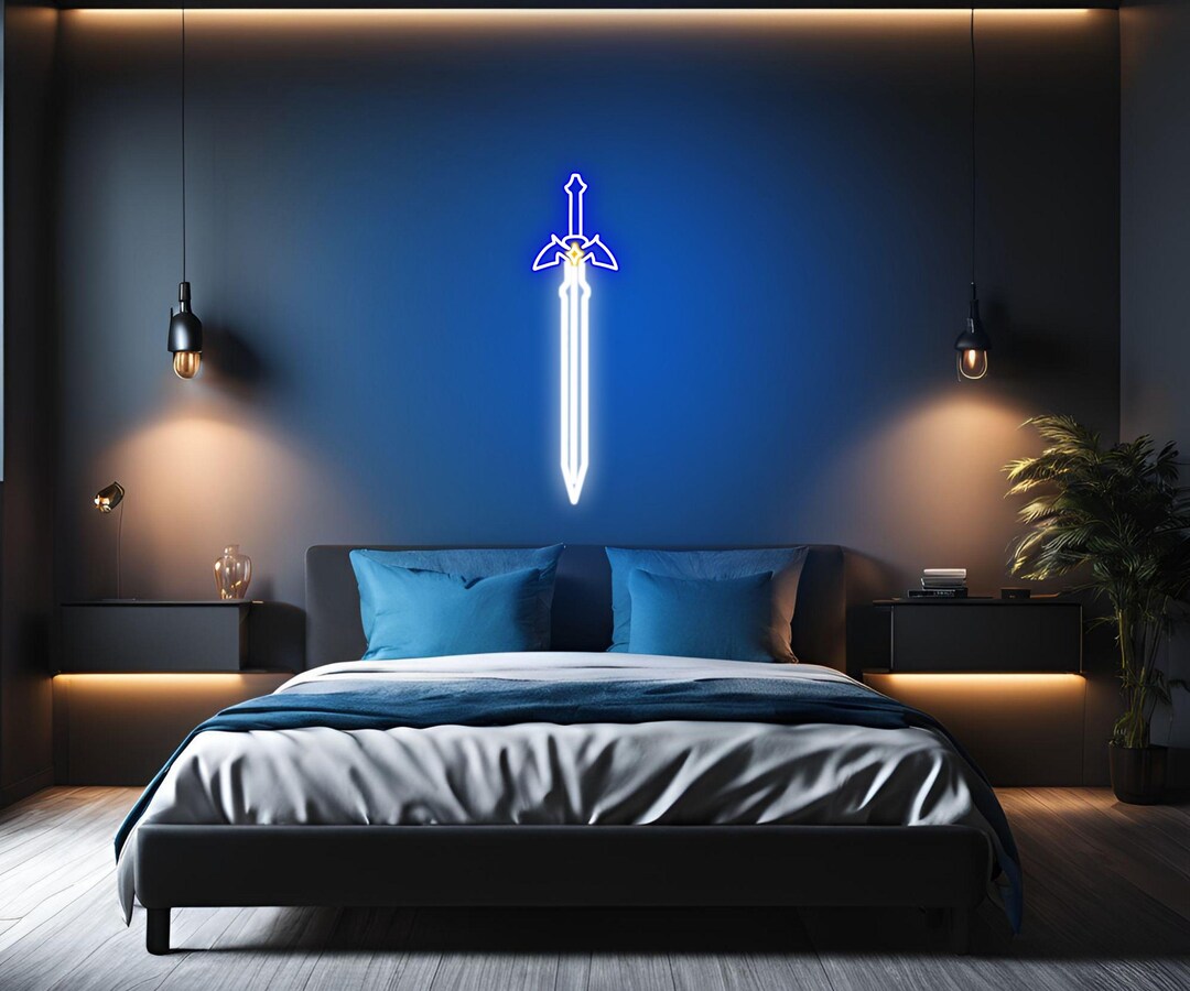 Sword Neon Sign, Saber Neon Wall Art, Game Room Wall Decor, Man Cave ...