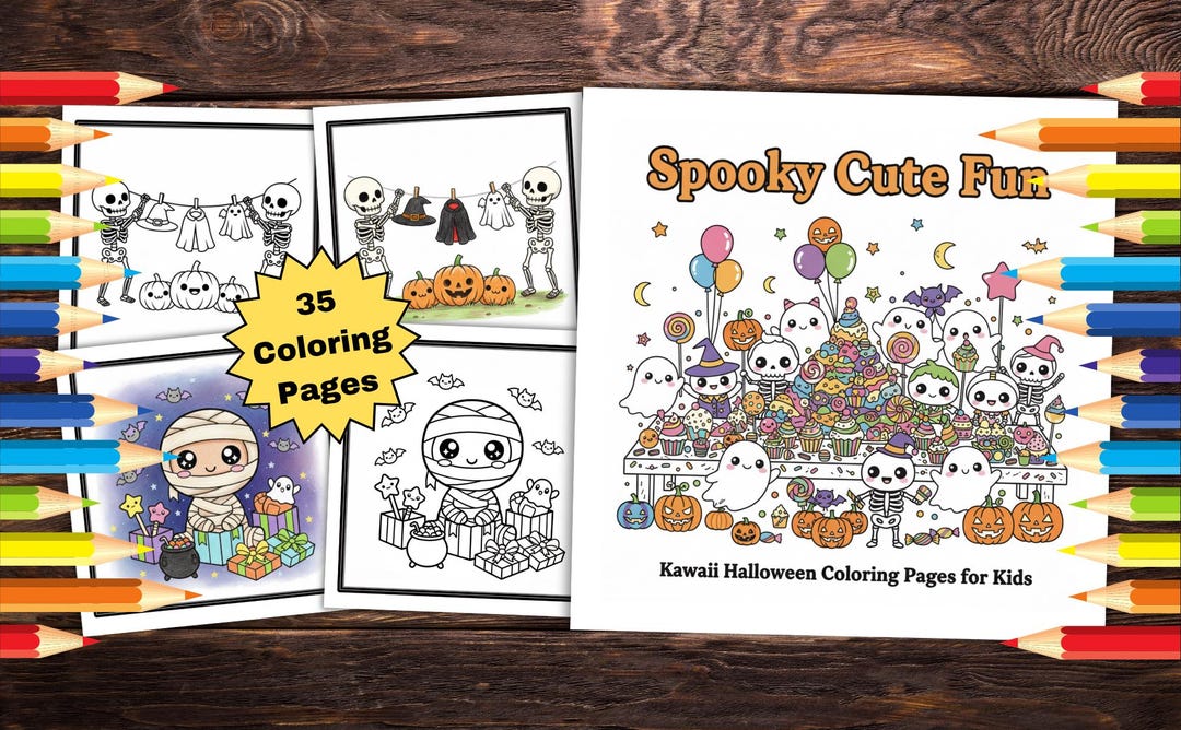 Kawaii Halloween Coloring Pages: Spooky Cute Fun (PDF & PNG) - Etsy