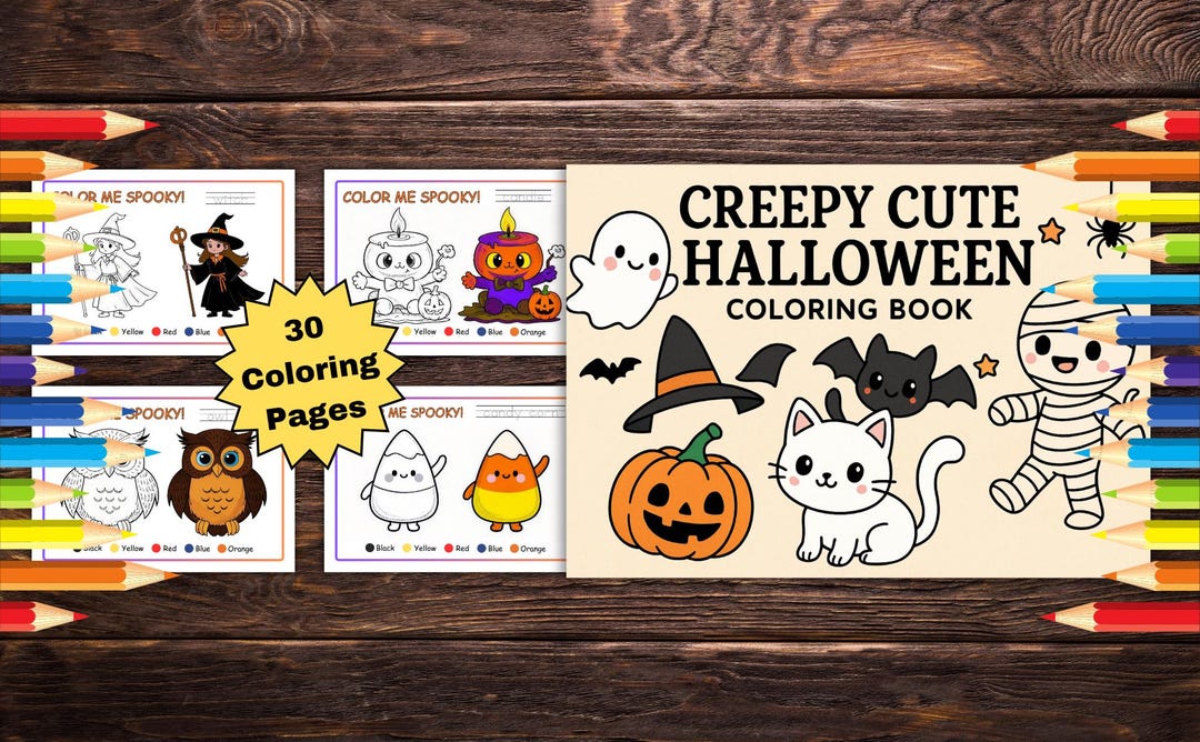 Creepy Cute Halloween Coloring Book: Spooky Fun for Kids, Halloween ...