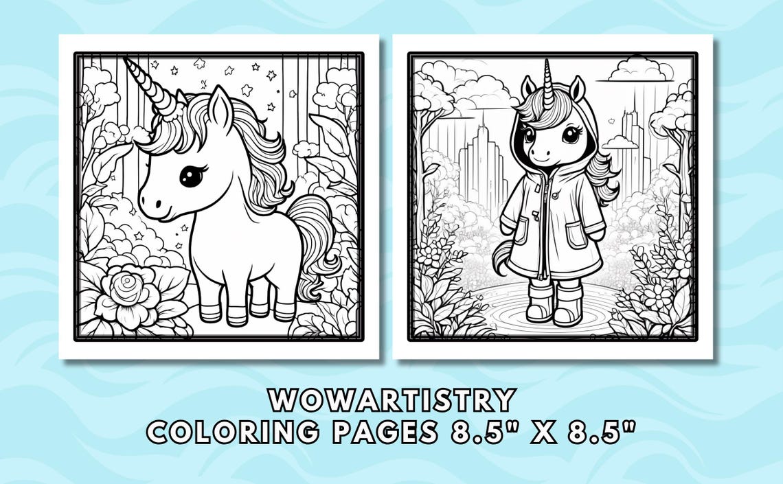 Cute Unicorn Coloring Pages for Kids & Adults: Adorable Unicorn ...