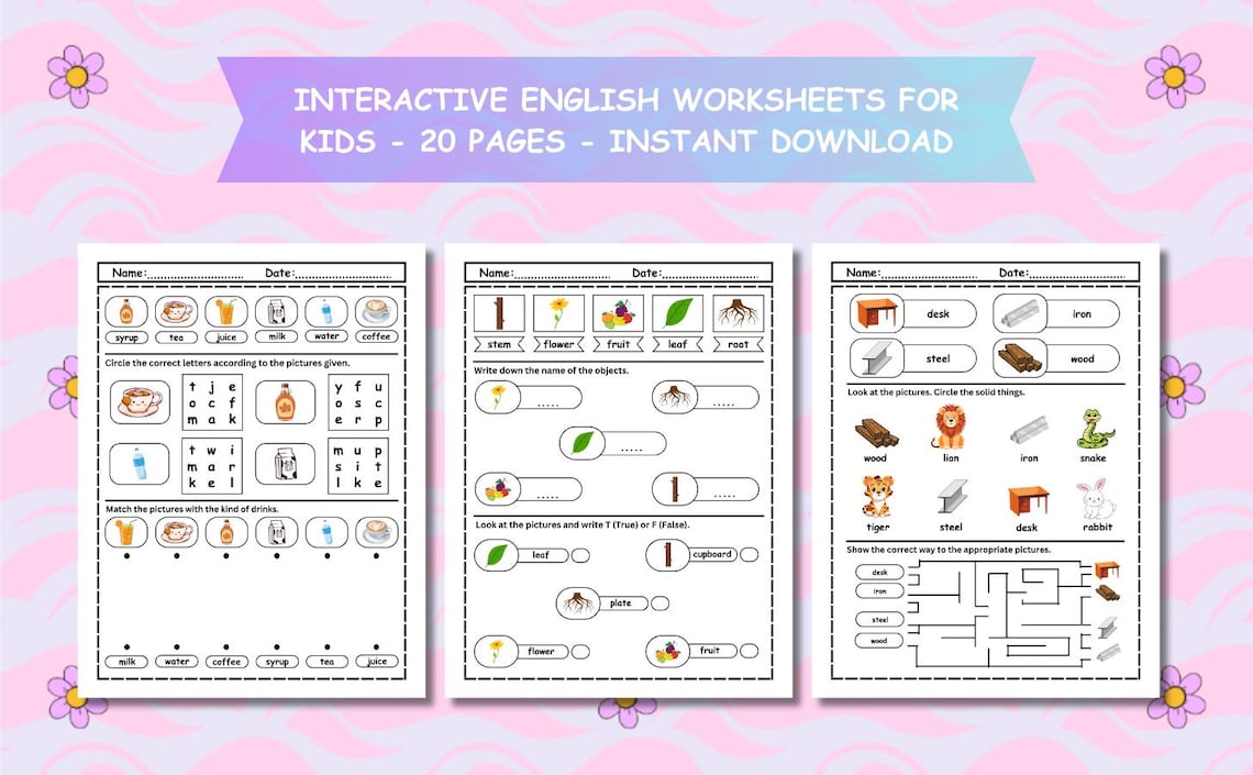 Fun ESL Vocabulary Worksheets for Kids: Interactive English Learning ...