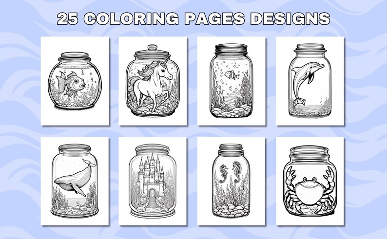 Enchanted Ocean Jars Coloring Pages | Underwater Magic in a Jar ...