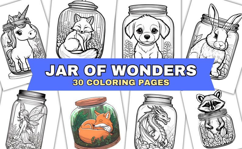 Jar of Wonders Coloring Pages | Kawaii Animal Jars | Whimsical ...