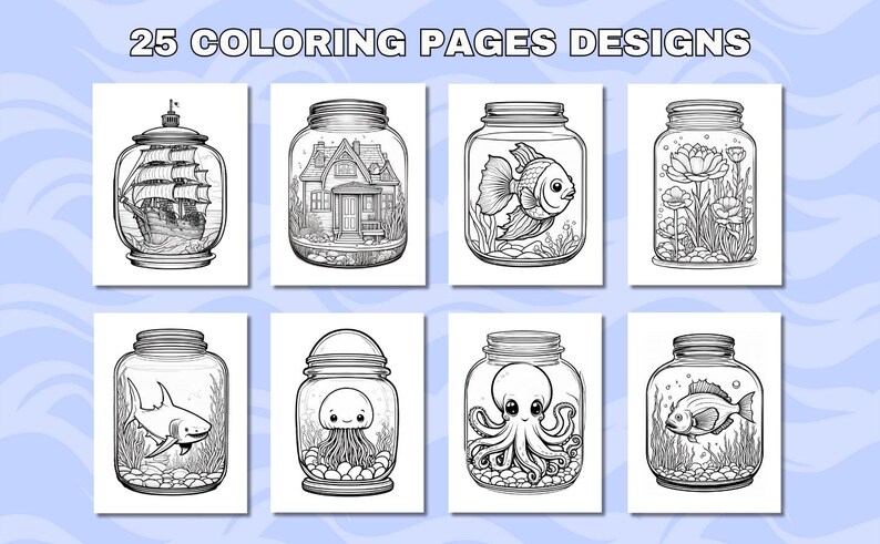 Enchanted Ocean Jars Coloring Pages | Underwater Magic in a Jar ...