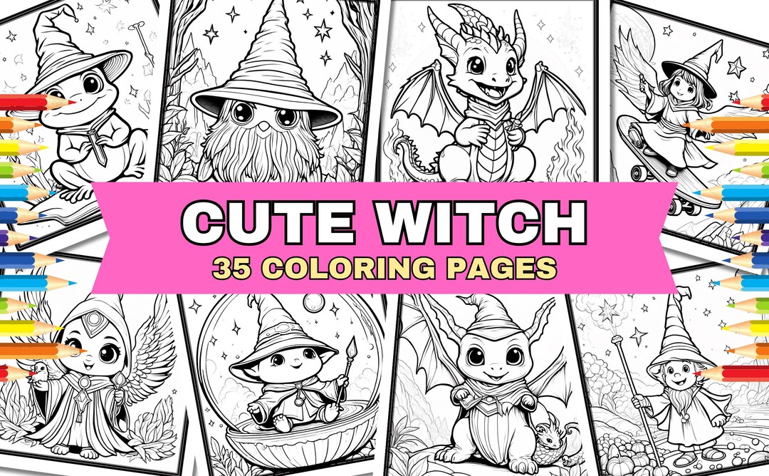Cute Witch Coloring Pages | Kids Witch Printables | Kawaii Witch ...