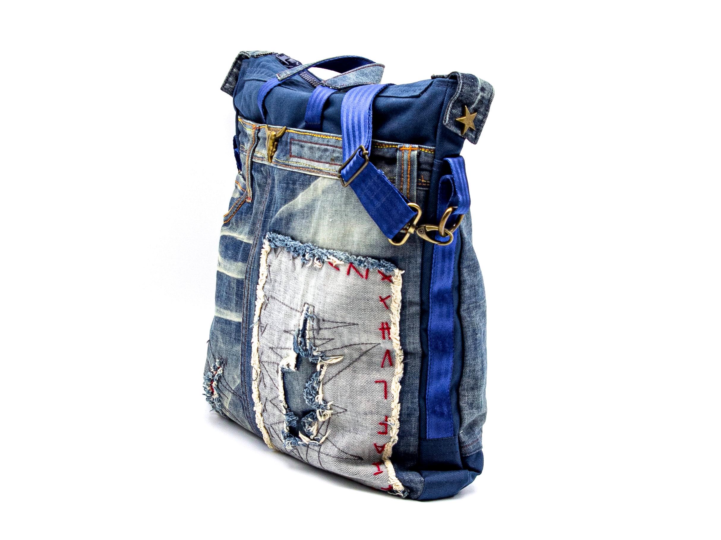 Unique Denim City Bag – Urban Street Style Shoulder Bag – Handmade ...