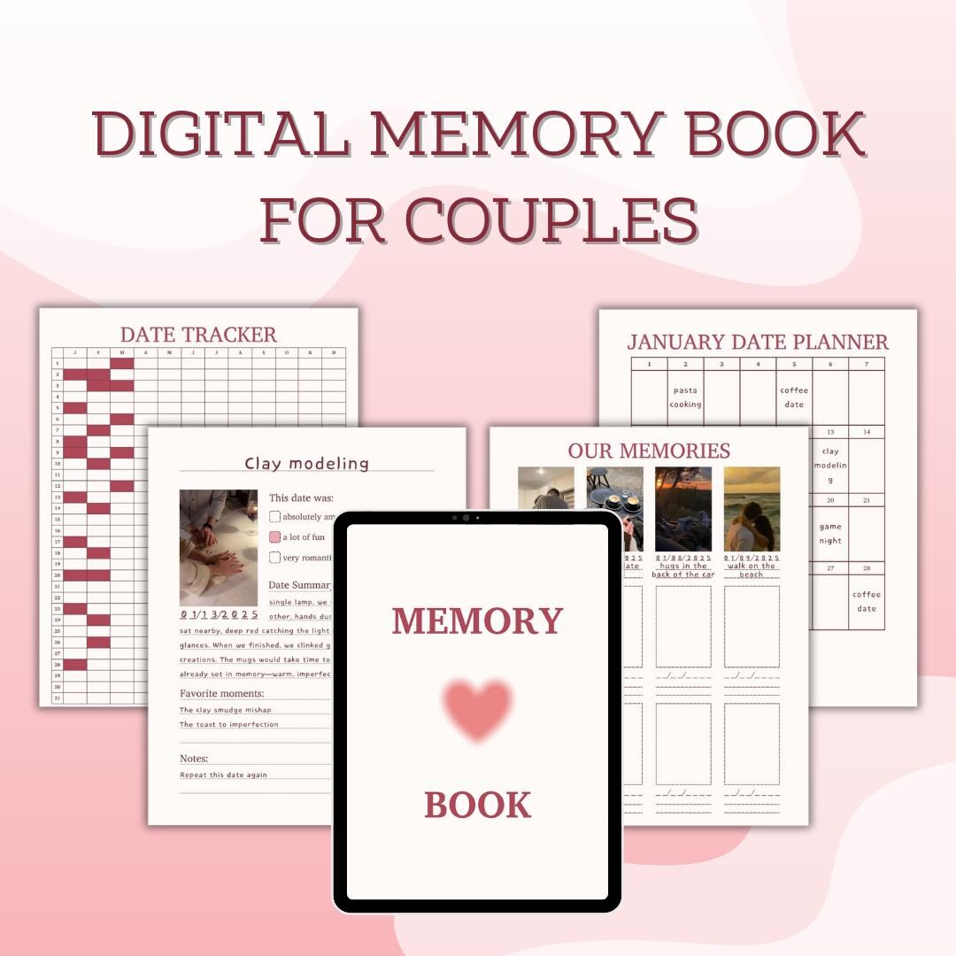 Digital Couples Memory Book: Date Planner, Photo Journal (PDF Download ...