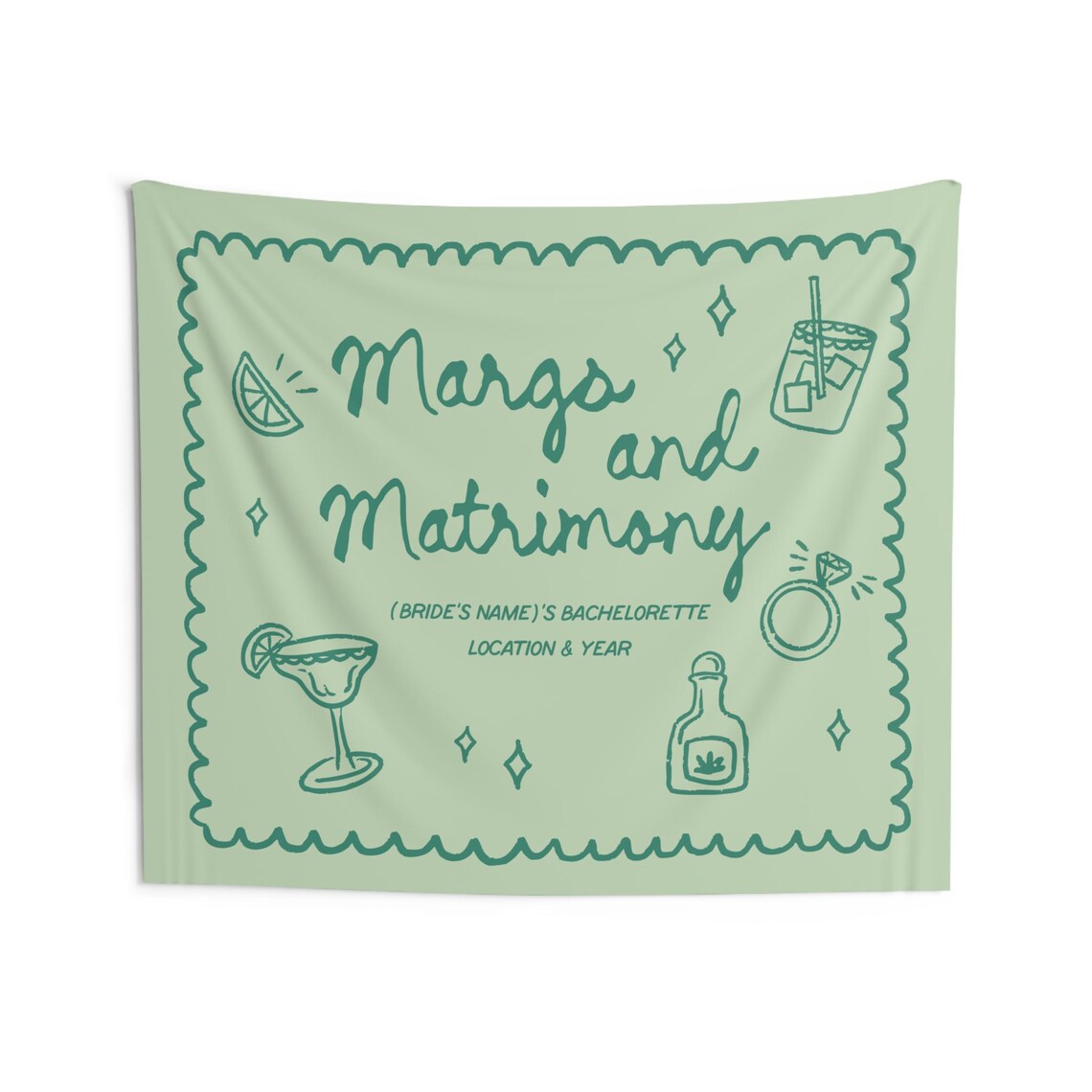 Margs and Matrimony Bachelorette Banner | Large Custom Tapestry ...