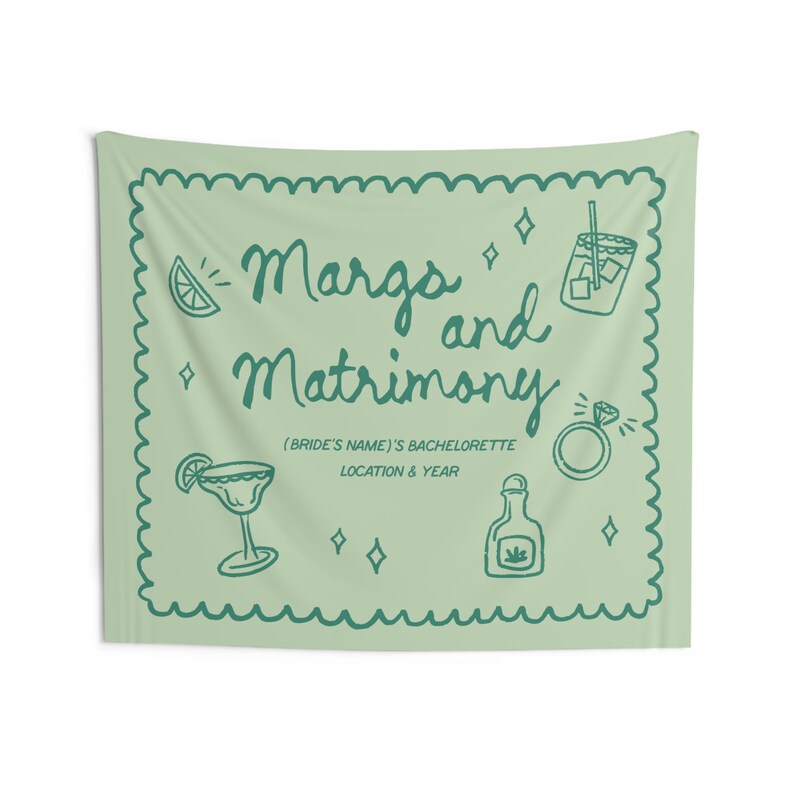 Margs and Matrimony Bachelorette Banner | Large Custom Tapestry ...