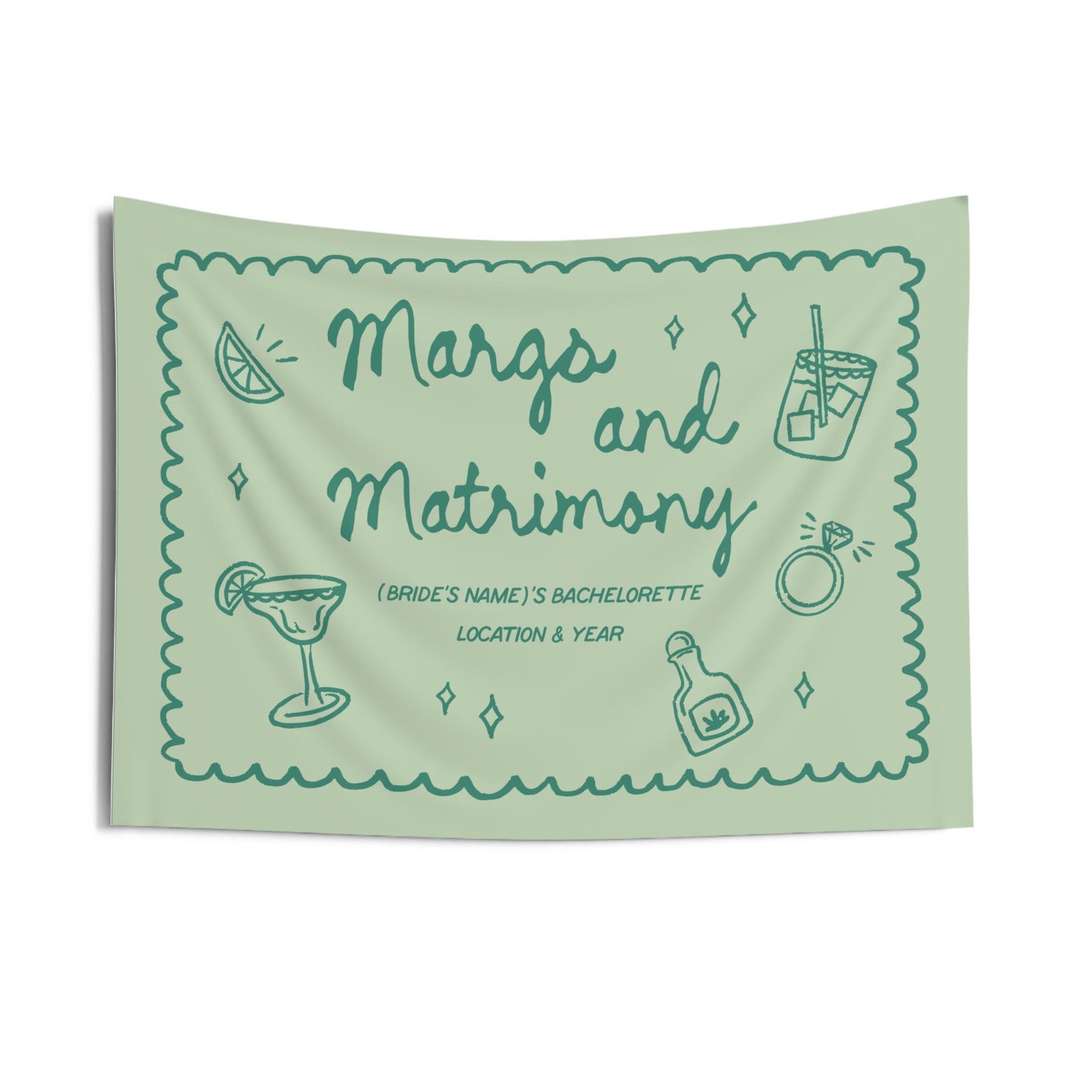 Margs and Matrimony Bachelorette Banner | Large Custom Tapestry ...