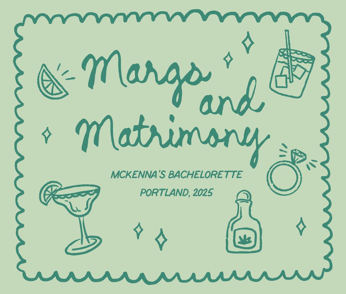 Margs and Matrimony Bachelorette Banner | Large Custom Tapestry ...
