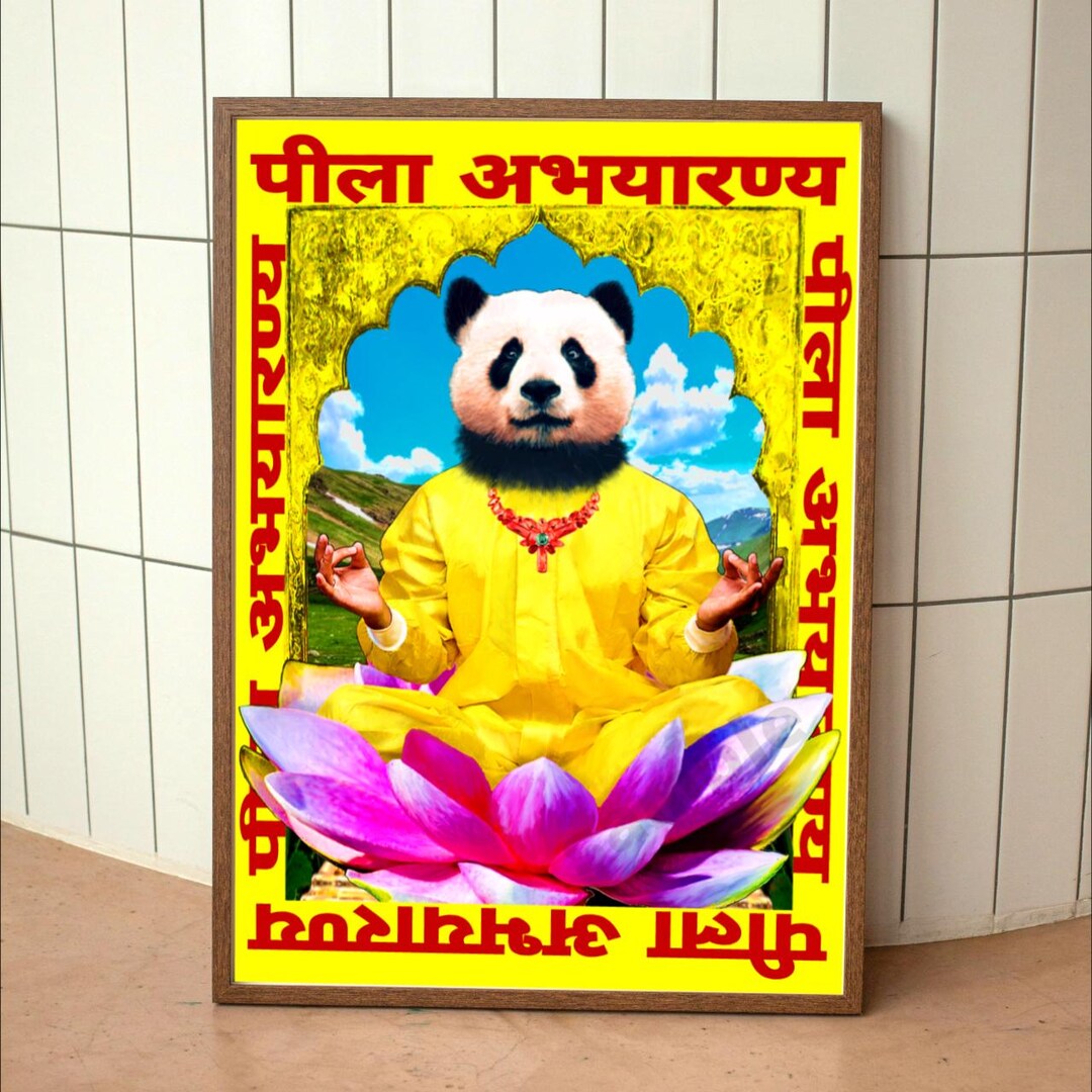 Pop Art Poster of a Meditating Panda God - Etsy