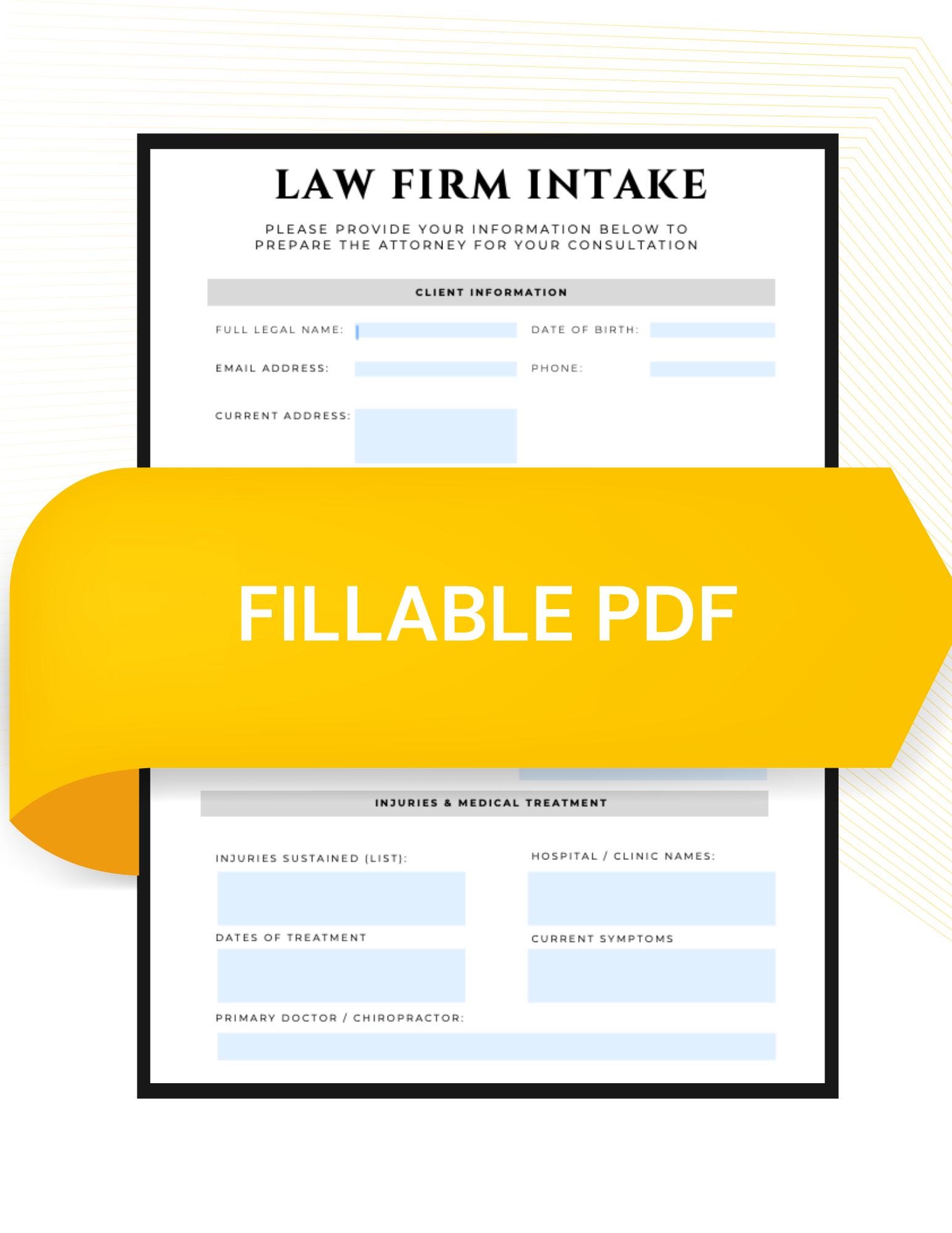 Personal Injury Client Intake Form | Motor Vehicle Accident (MVA) Law ...
