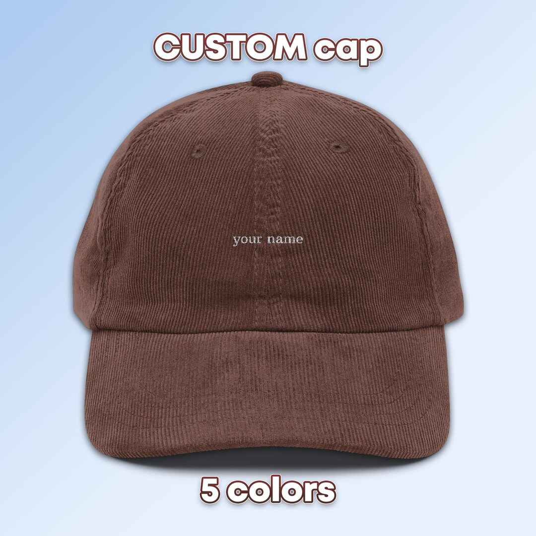 Embroidered Vintage Cap, Personalized Corduroy Hat, Custom Name ...