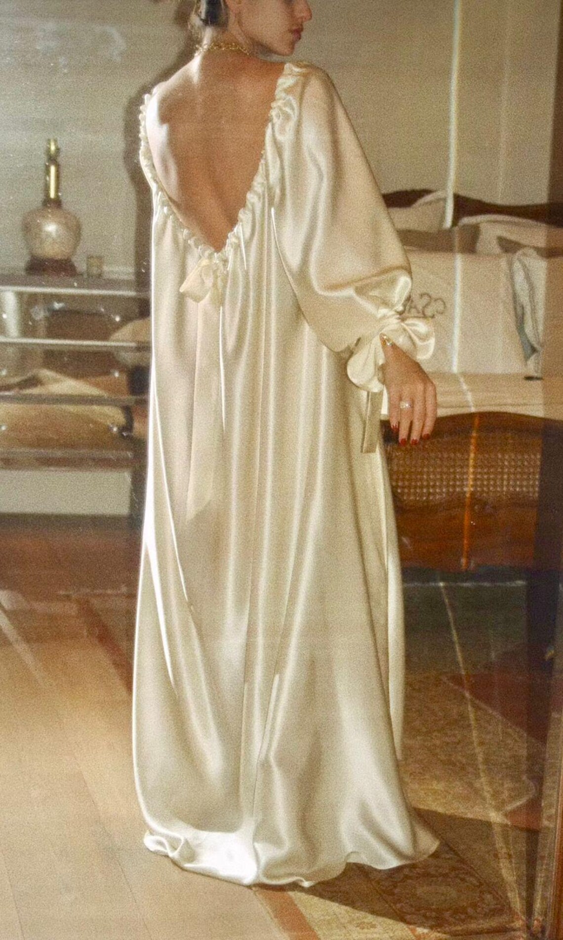 Vintage Satin Silk Nightgown, Adjustable Bridal Sleep Dress, Custom ...