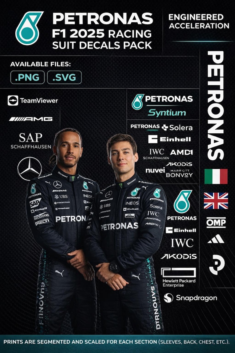 Mercedes AMG F1 Racing Suit Sticker Decal Logo Pack (digital Files) - Etsy