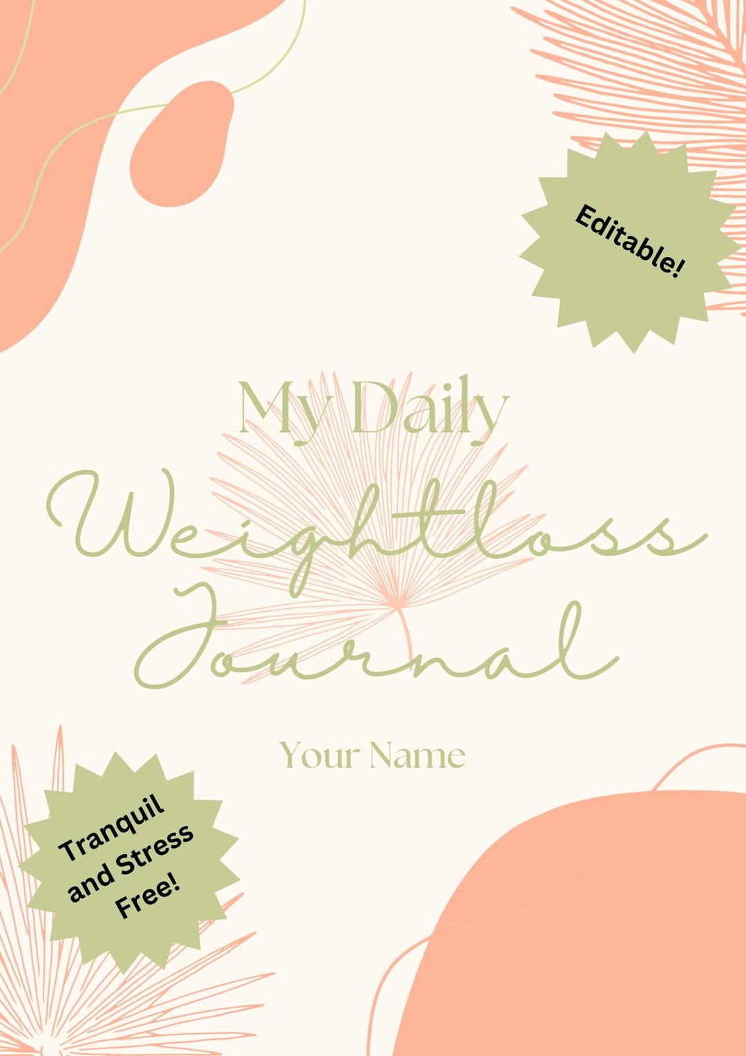 Editable Calming Weight Loss Tracker and Goal Planner Template - Etsy