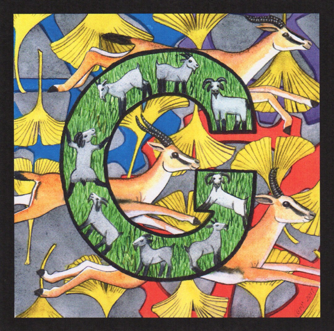 G is for Goofy Goats, Gazelles & Ginko on This g Spelletoe Alphabet ...
