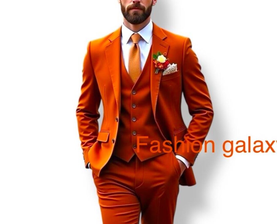 Men’s Wedding Suits Rusty Brown 2 Button Suits Beach Luxury Party’s ...