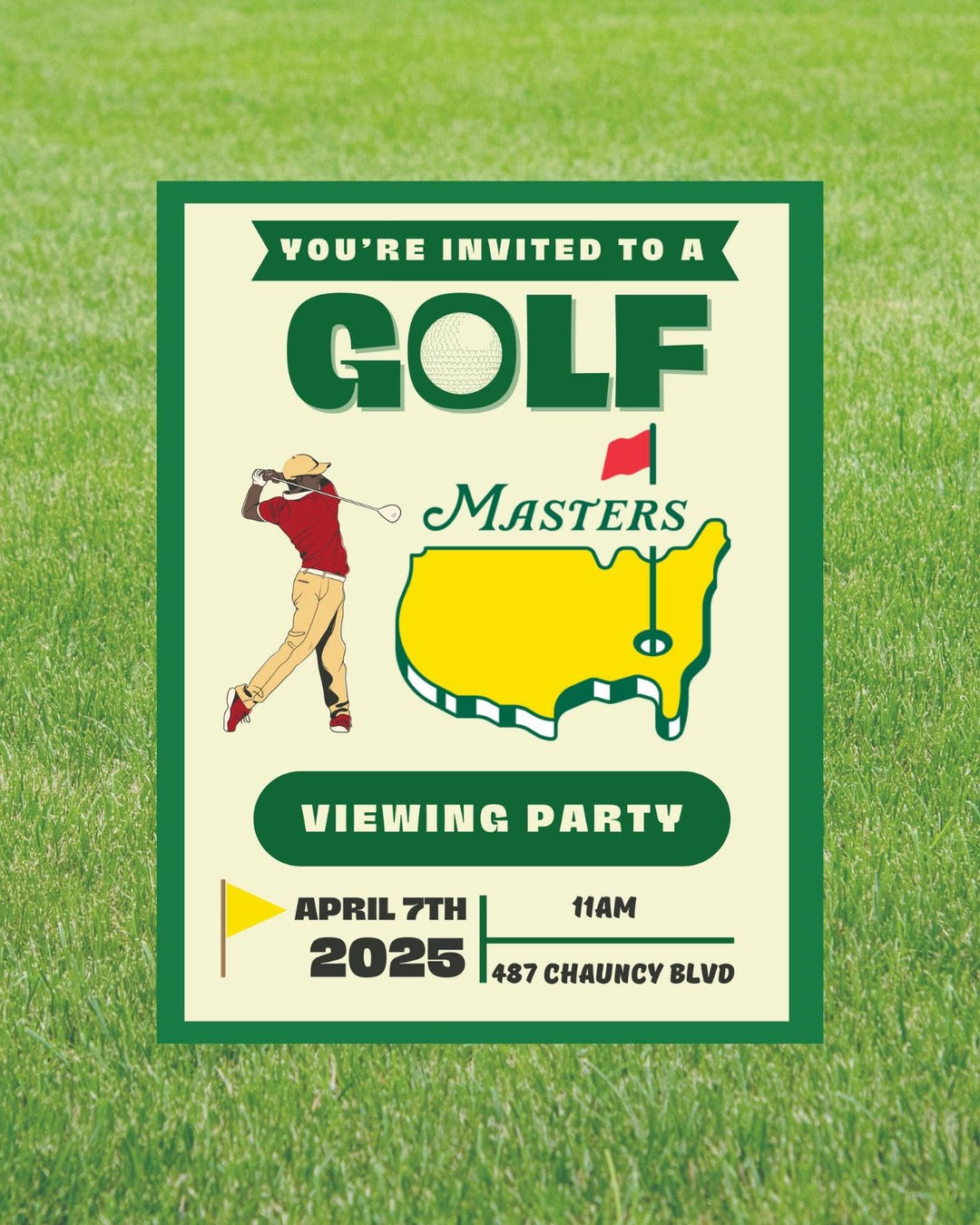 Masters Golf Viewing Party Invite Vintage Modern Canva Editable ...