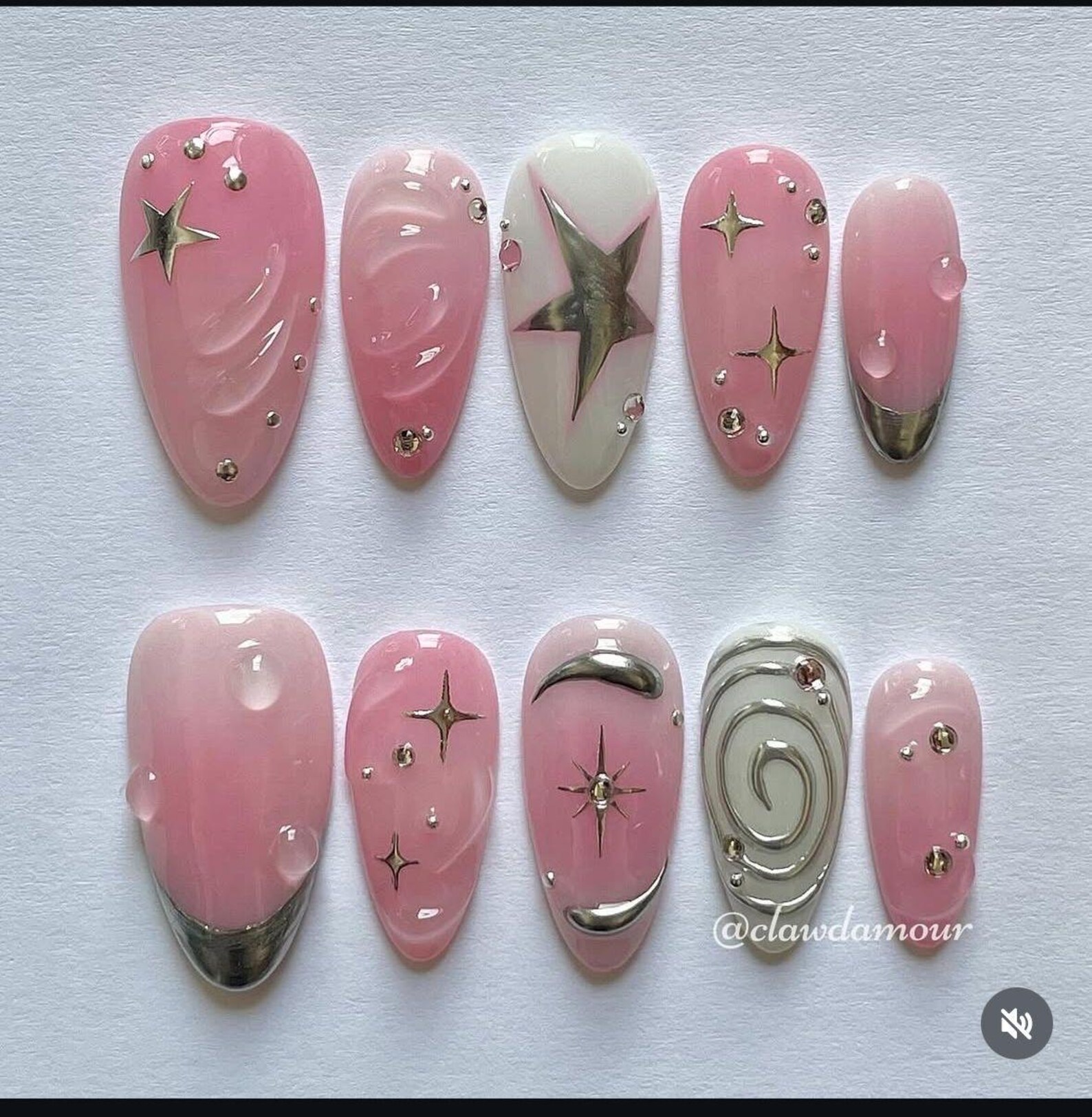 Customised Luxury 3d Glam Y2k Inspired Press on Nails| Handpainted Fake ...