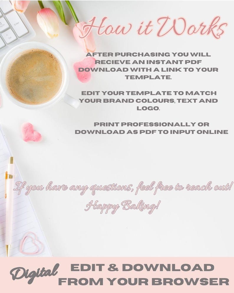 Plantilla de factura de panadería editable / Factura imprimible y ...